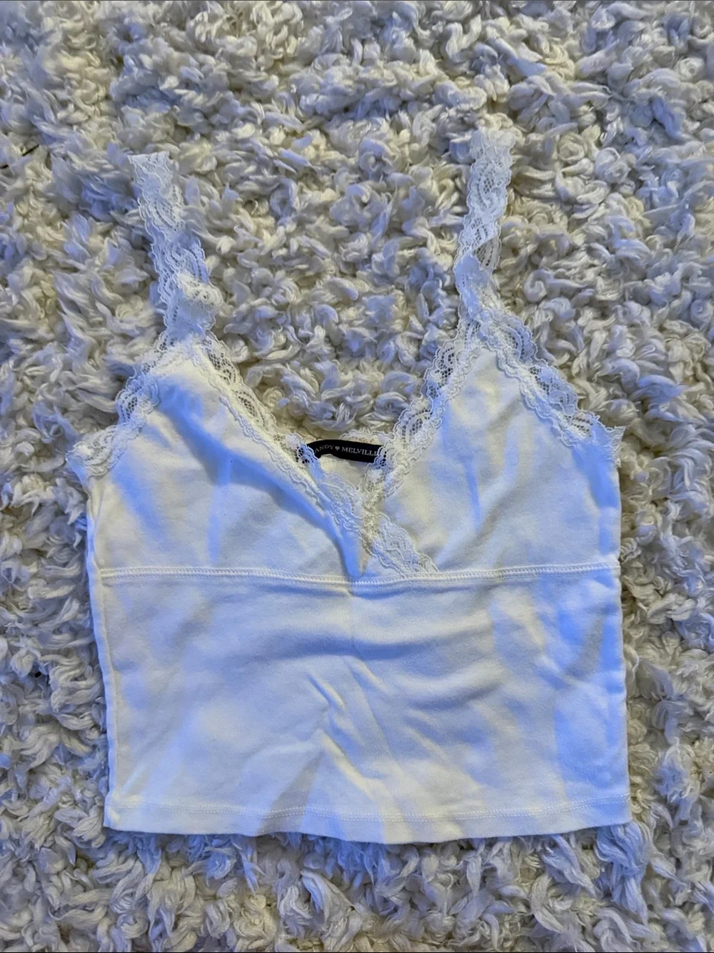Brandy Melville | Tops | Brandy Melville White Lacetrim Camisole Tank ...